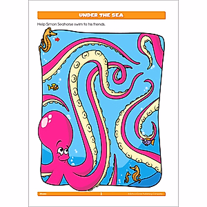 School Zone - Mazes Workbook - 64 Pages, Ages 4 to 6, Preschool, Kindergarten, Maze Puzzles, Wide Paths, Colorful Pictures, Problem-Solving, and More (School Zone Activity Zone® Workbook Series)