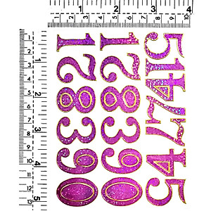 Stickers Glitter Pack 10 Sheets Alphabet Letter Purple Number 0-9 Cartoon Stickers Label for Kids and Teachers Label Art Decal Craft Scrapbook Book Album Diary Card Birthday School Supplies (10)