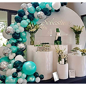 Oopat Tifanny Blue and Dark Teal Balloon Garland Arch Kit for Woodland Baby Shower Bridal Shower Birthday Wedding Balloon Wall Party Backdrop Decoration(Dark Teal)