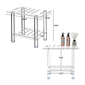 Sumerflos Acrylic Shower Bench for Inside Shower - 12.6" D * 18.58" W * 16.34" H Bathroom Shower Stool with Storage Shelf Heavy Duty (Hold Up to 400lbs) for Shaving Legs Waterproof Non-Slip