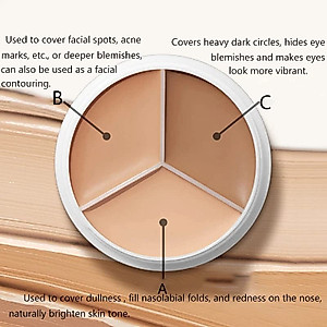 Tri-Color Concealer Make Up Concealer Foundation for Dark Skin Cover Spots Acne Marks Full Coverage Concealer Highlight Contours Waterproof Long Lasting Concealer Palette