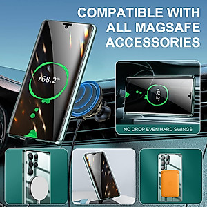 Jonwelsy Anti Peeping Case for Samsung Galaxy S22 Ultra, Double-Sided 360 Degree Protection Cover Compatible with Magsafe Anti Spy Privacy Glass Magnetic Adsorption Metal Bumper for S22U (Green)