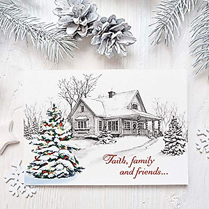 Current Winter Home Personalized Christmas Greeting Cards Set - Set of 18 Large 5 x 7-Inch Folded Cards, Themed Religious Holiday Card Value Pack, Add Names or Text, Envelopes Included