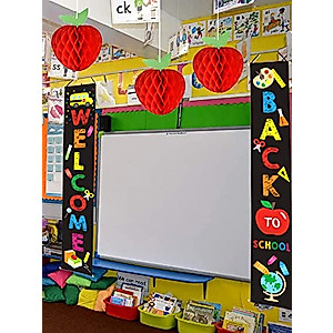 10 Packs Honeycomb Tissue Paper Apple, Kalolary Hanging Paper Apple Fruit Decoration for School Garden Room Baby Shower Birthday Party Decorations, Red (4 Inch)