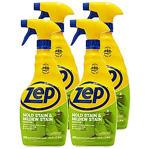 Zep Mold Stain and Mildew Stain Remover - 32 oz (Pack of 4) ZUMILDEW32 - Professional Strength No Scrub Formula