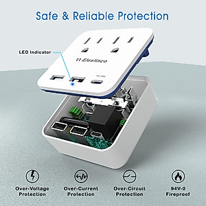 Cruise Power Strip, Elexlinco Surge Protector 5 Outlet Extender with ...