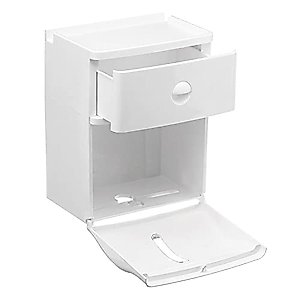 Toilet Paper Holder Washroom Paper Towel Dispenser Commercial Home Use Wall Mounted Toilet Holder Paper Shelf Holder Toilet Roll Holder (Color : White)