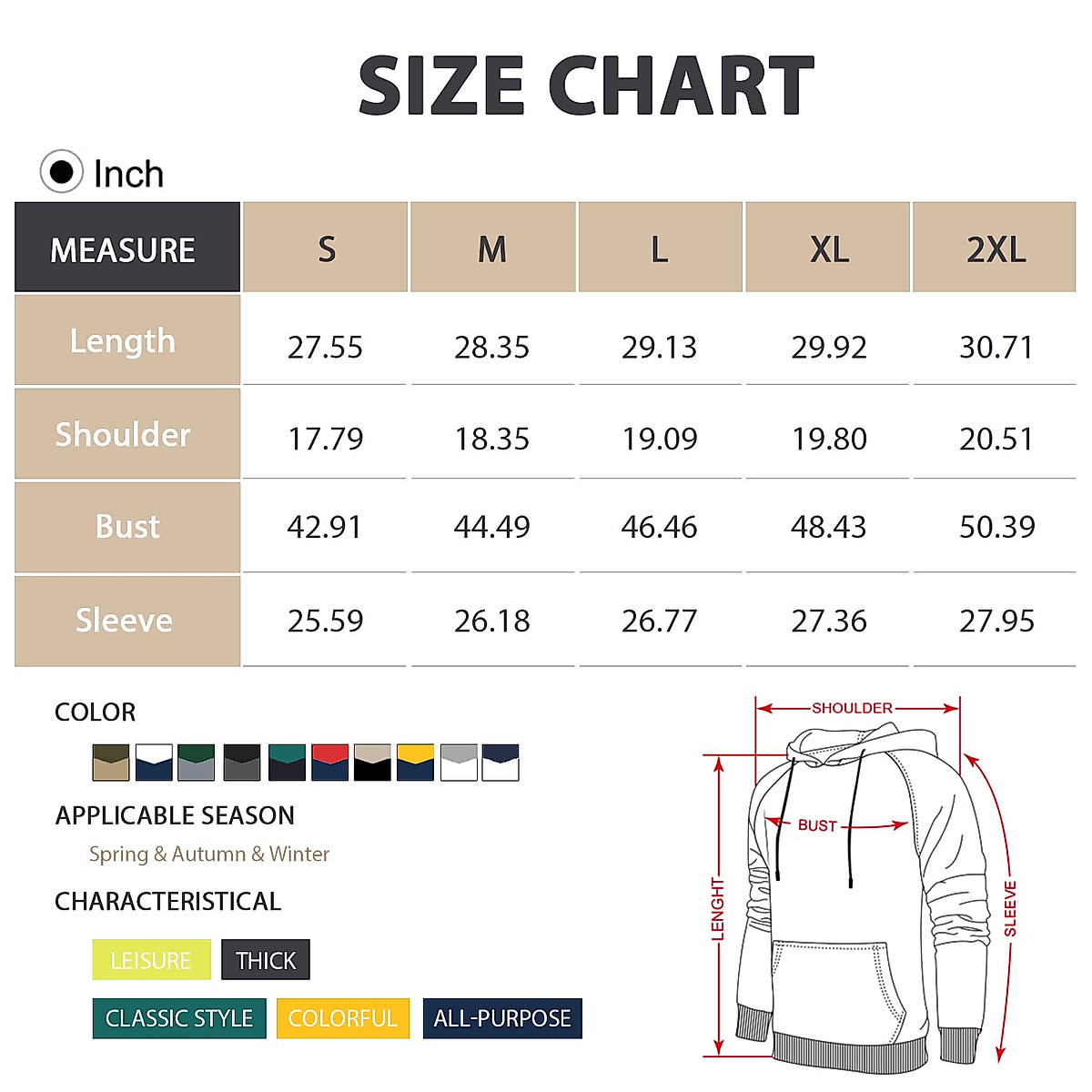 Niceif Men's Midweight Fleece Pullover Hoodies Casual Color Block Hooded Sweatshirt with Pockets, Red Navy M