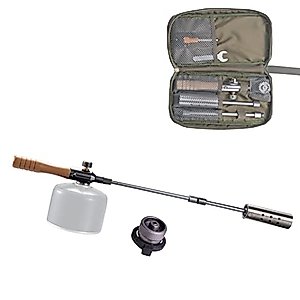 CAMPINGMOON Camping Grill Torch Dual Fuel Head Flame Adjustable for Charcoal Starter with Storage Case MT-3955/I-1010 (Butane + Isobutane)