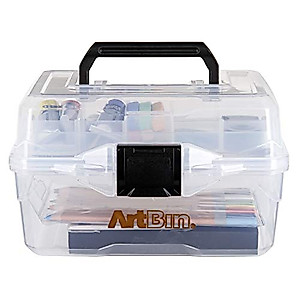 ArtBin 6890AG Small Project Box, Portable Art & Craft Organizer with Lift-Out Tray, [1] Plastic Storage Case, Clear
