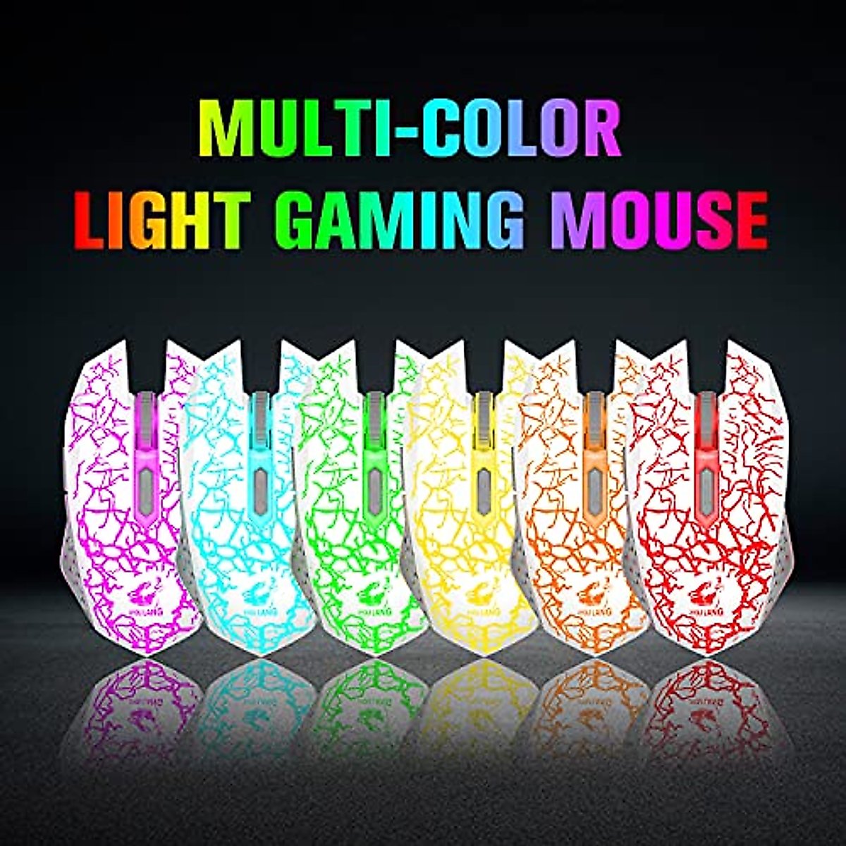 Wireless Gaming Keyboard and Mouse Combo Muti-Color Keycaps Rainbow Backlit Mechanical Feel Keyboard RGB Carck Luminescent Mice Mouse Pad for PC/Mac Gamer, Typist, Travel