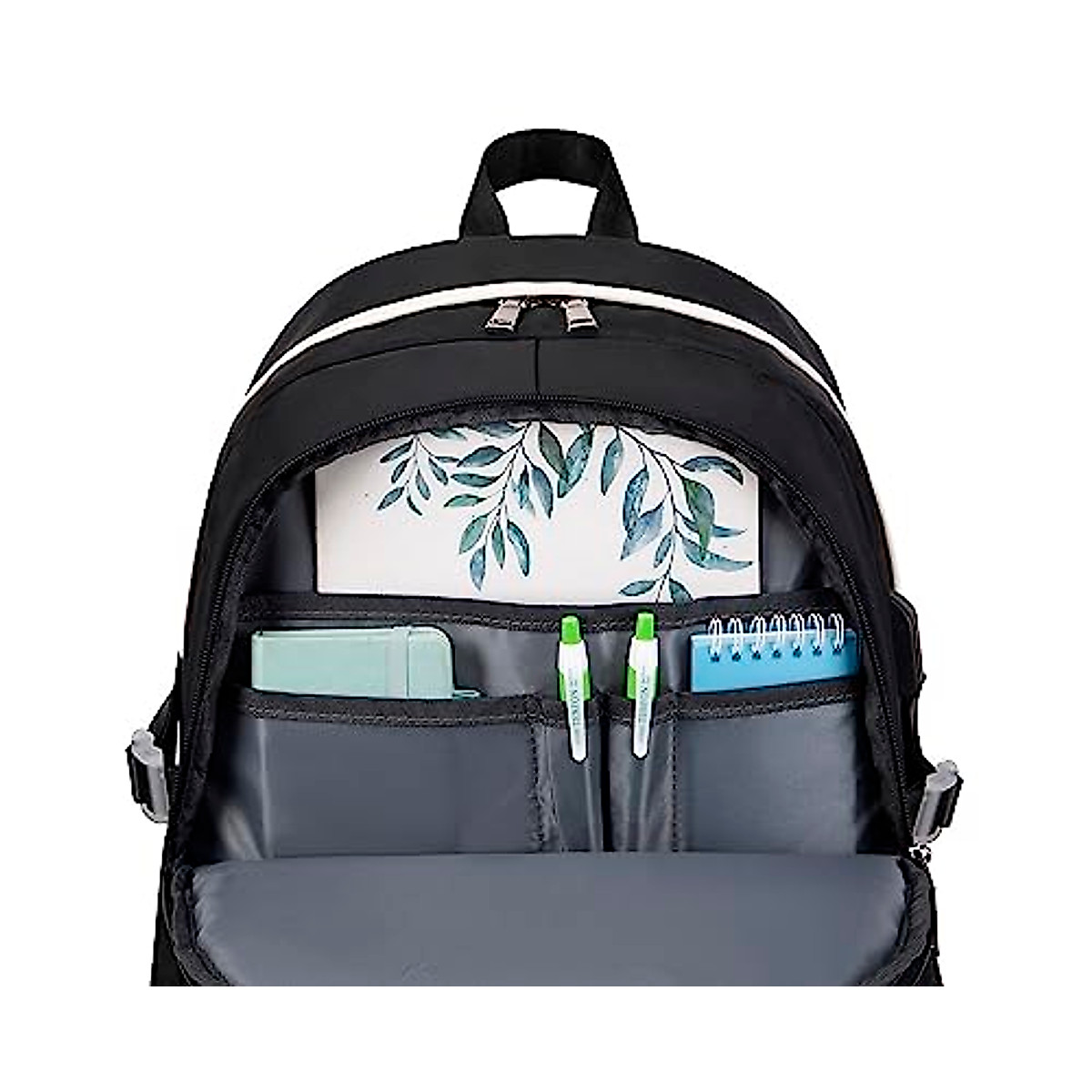 Teecho Waterproof Backpack for Teen Girls Cute Laptop Backpack for Women Stylish Travel Rucksack Black