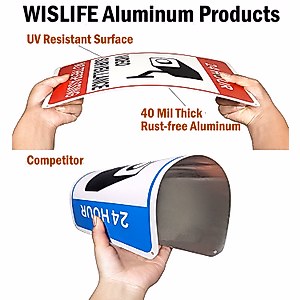 WISLIFE Video Surveillance Sign Set, 2 (10" X 7") Aluminum Warning Signs & 6 (6"X6") Window Stickers, Video Security Signs