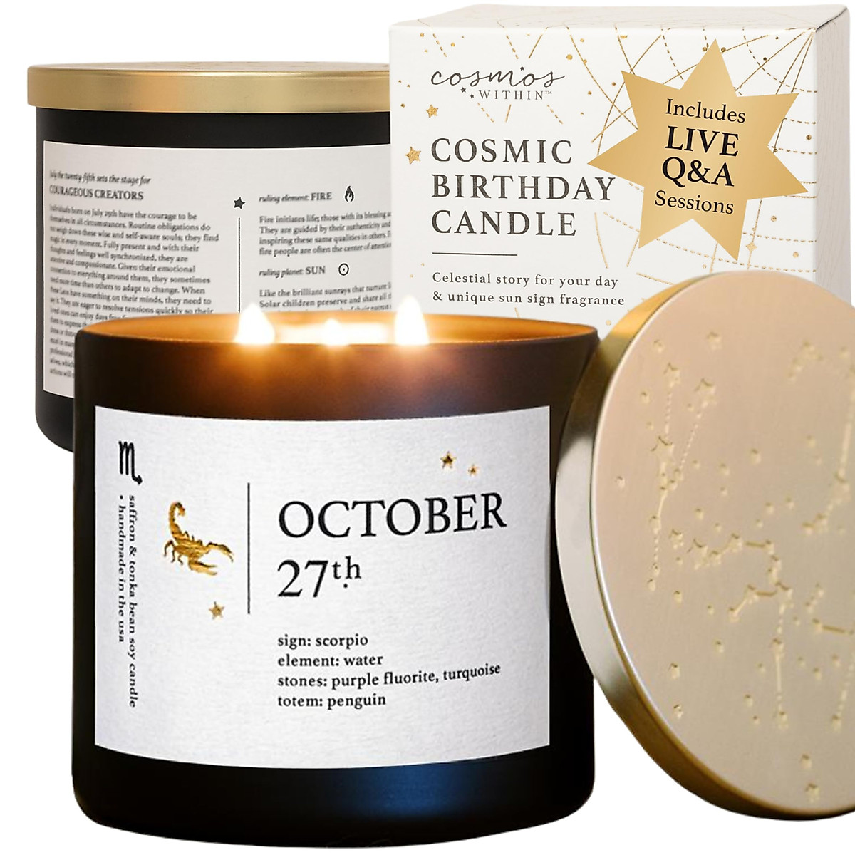 October 27th Personalized Zodiac Candle | Detailed Personality Description for Your Birthdate | Live Astrologer Sessions | Handmade Scorpio Candles | Astrology Christmas Gifts for Women