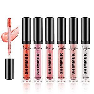 MARIA AYORA Lip Gloss Gift Set: Plump-looking & Hydrating with Hyaluronic Acid, 6-Color Shimmer Lip Glosses for Women, Vegan & Cruelty Free, Gluten Free | Fragrance & Parabens Free