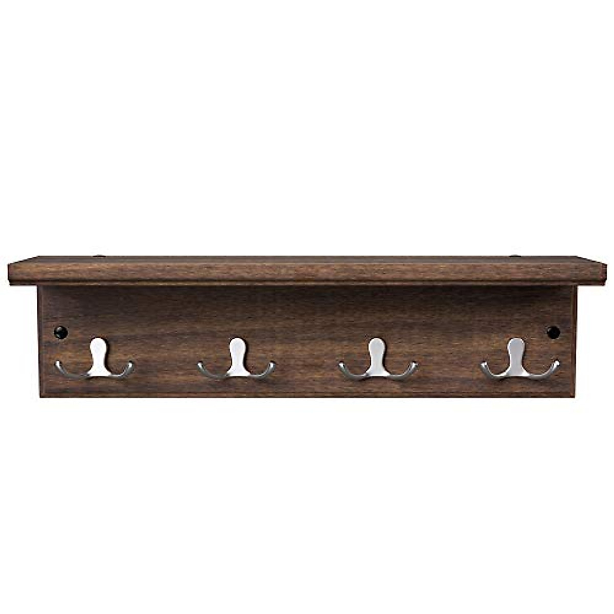 SONGMICS Coat Rack with Shelf, Wall-Mounted Coat Rack, with 4 Metal Dual Hooks for Coats, Bags, for Entryway, Bedroom, Living Room, Rustic Brown ULHR042X01