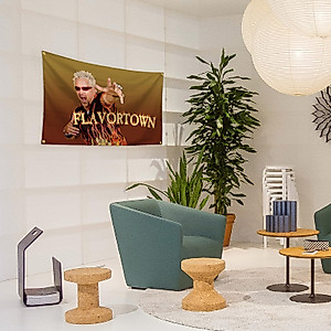 Guy Fieri Flavortown Flag ，3x5 Feet Flag Funny Poster Durable Man Cave Wall Flag with Brass Grommets This beautiful entertaining banner flag for College Dorm Room Decor,Outdoor, events, festivals..