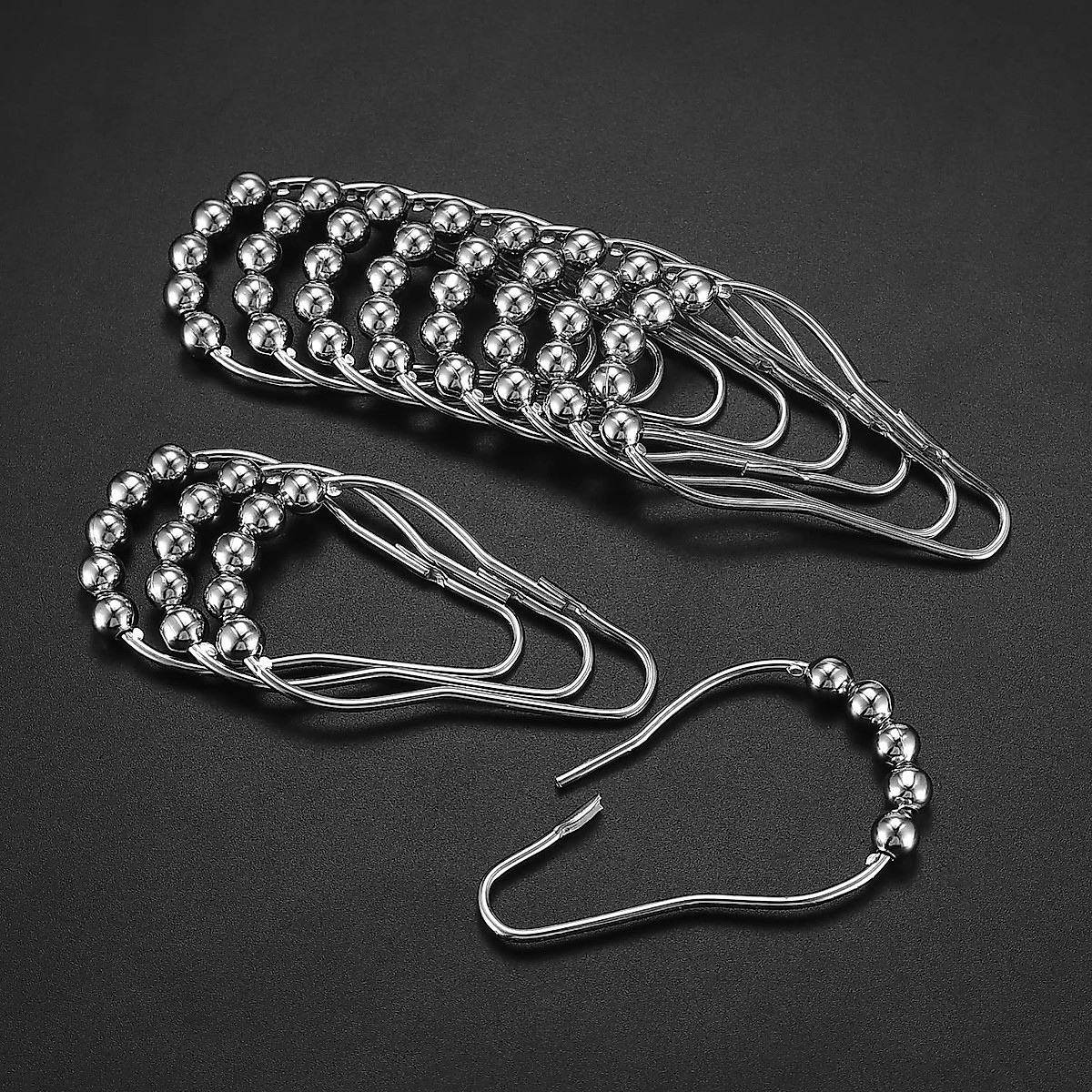 12 Pcs Shower Curtain Hooks Rings, Iron Decorative Rolling Balls Shower Curtain Rod Rings, Shower Curtain Rings for Bathroom Shower Curtain Liner Curtains, Shower Rods Hooks Rings