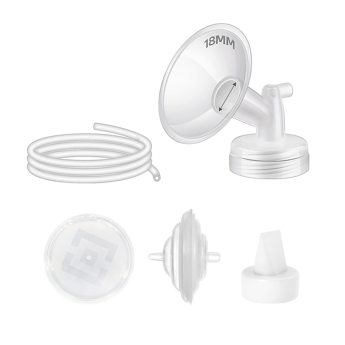 Begical Pump Parts Compatible with Spectra S2 S1 9 Plus Motif Luna Amada MYA Breastpump, Incl 18mm Flange White Valve Tubing Backflow Protector Flange Cover, Replace Original Pump Accessories