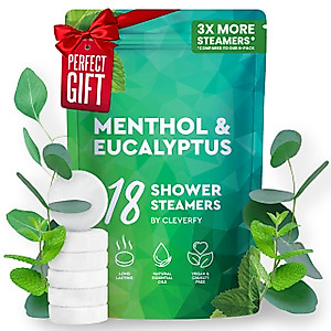 Cleverfy Shower Steamers Aromatherapy - Stocking Stuffers for Women and Teens and Christmas Gifts for Women. 18 Pack of Eucalyptus & Mint Shower Bombs for Relaxation and Nasal Congestion.