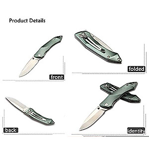 2 Pack Pocket Knife Folding, 8cr13mov Stainless Steel Blade and Aluminum Handle / Rosewood Handle, EDC Tool Knife Tactical Knife, Great for Camping Hunting Hiking, with Belt Clip