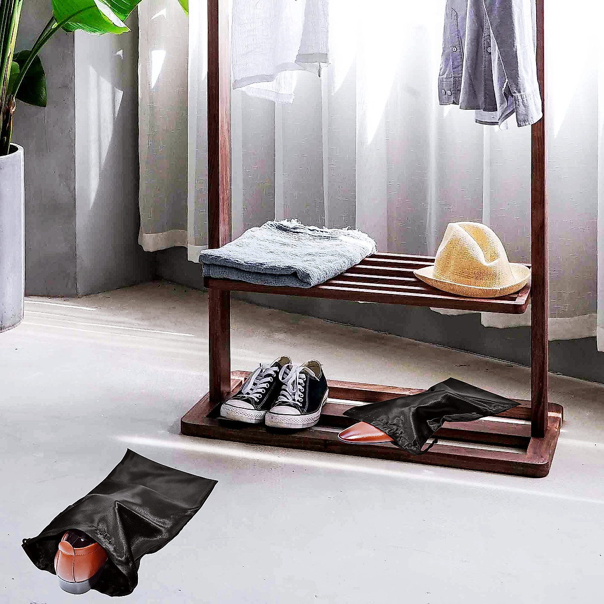 GONGKANGYUAN 10 Pack Shoe Bags for Travel Satin Fabric Shoe Bag with Drawstring for Men Women Travel Protecting Storing Shoes