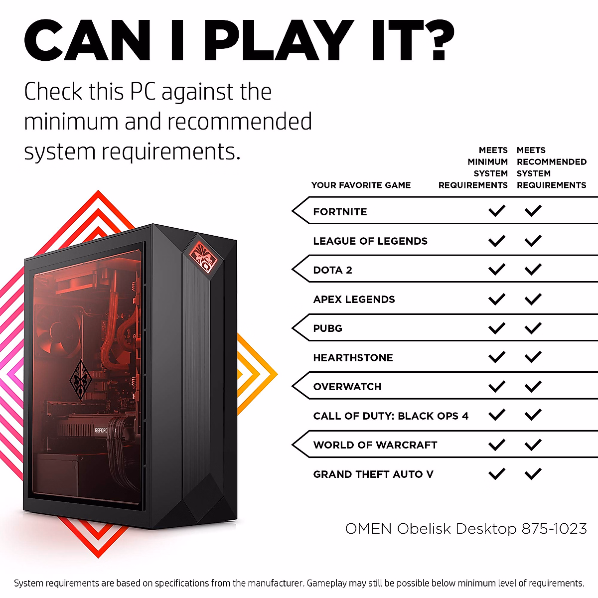Omen by HP Obelisk Gaming Desktop Computer, 9th Generation Intel Core i9-9900K Processor, NVIDIA GeForce RTX 2080 SUPER 8 GB, HyperX 32 GB RAM, 1 TB SSD, VR Ready, Windows 10 Home (875-1023, Black)