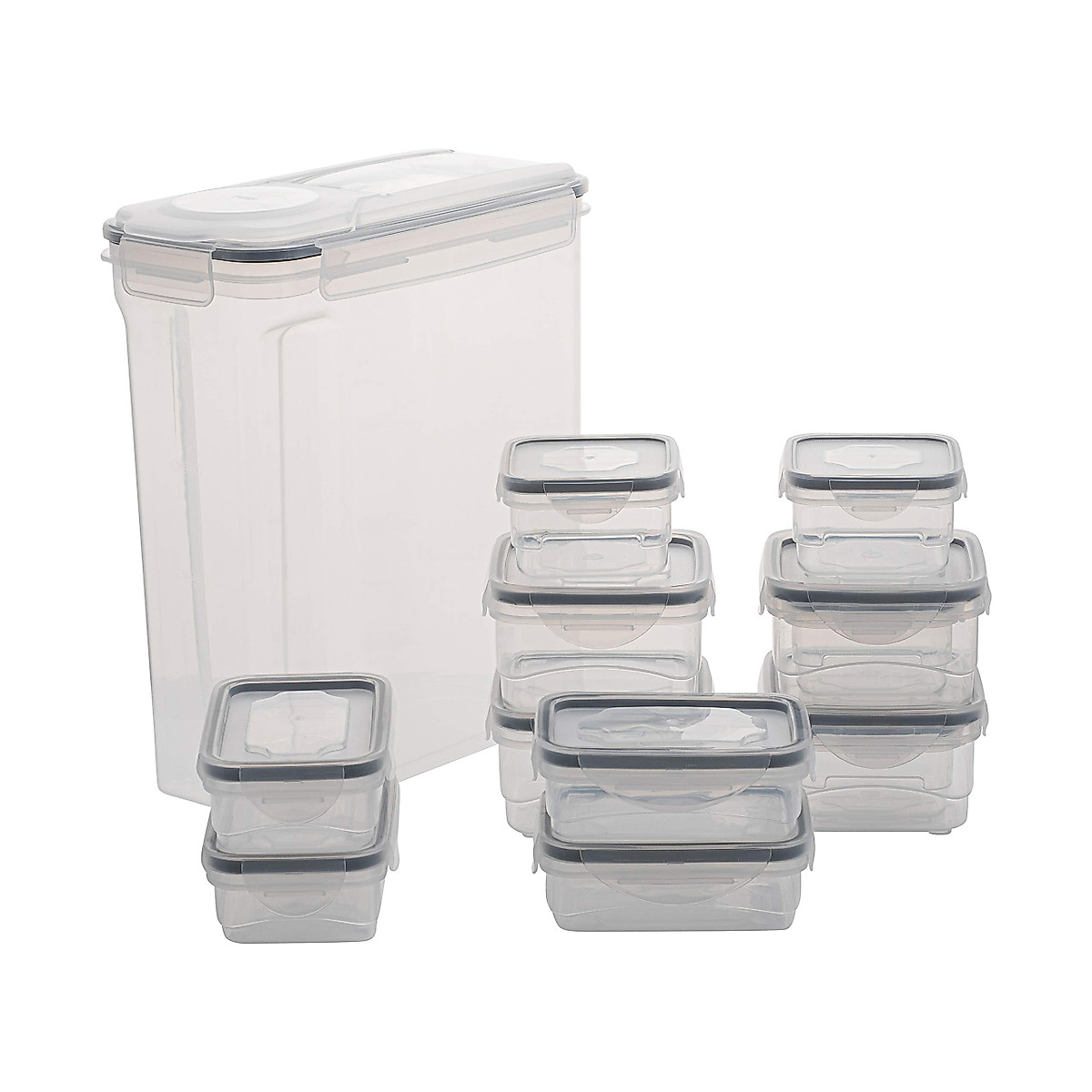 Kitchen Details 26 Piece Food Storage Container Set | 13 Containers and 13 Lids | Airtight | Stackable | BPA Free | Microwave | Dishwasher | Freezer Safe | 5.9L | 402ml | 236ml | 6.4oz | Grey
