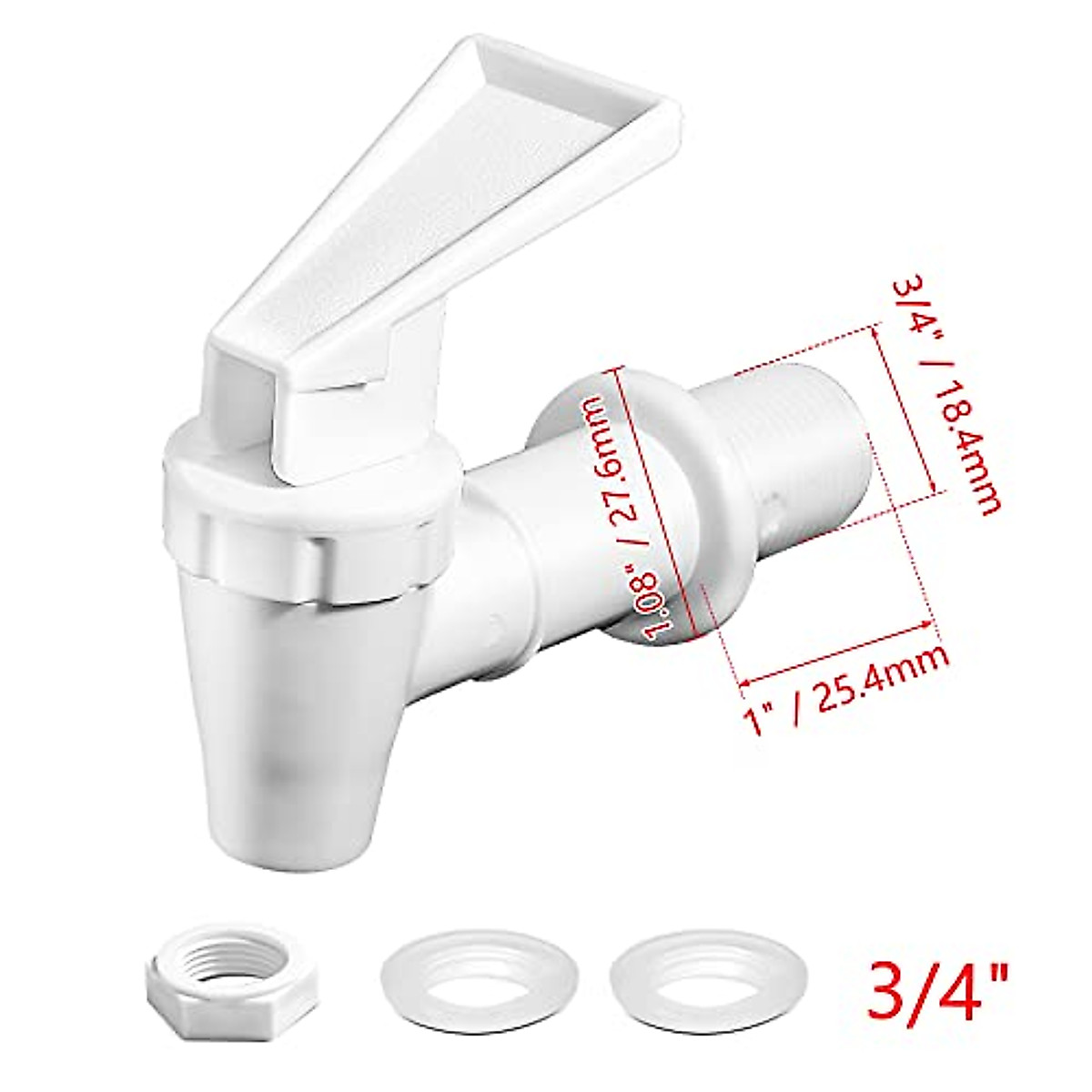 Lanzeuta 2 Sets BPA-Free Replacement Cooler Faucet, White Water Dispenser Tap Set, Reusable Plastic Spigot Spout Water Beverage Lever Pour Dispenser Valve Water Crock Tap