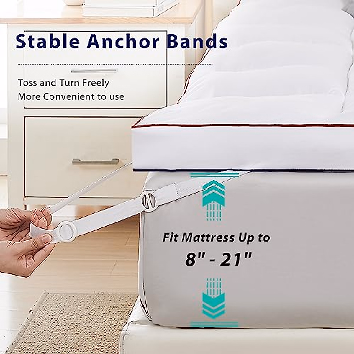 Timimi Mattress Topper California King - Cooling Pillow Top Mattress Topper California King Size Extra Thick Plush Bed Topper Down Alternative Overfilled Soft Mattress Pad for Back Pain