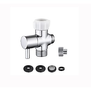 Walkinginrain Bidet T Adapter With Shut off Valve,3 Way T Valve for Bidet, Brass T Adapter for Handheld Toilet, 7/8"×7/8"×1/2" or 3/8"
