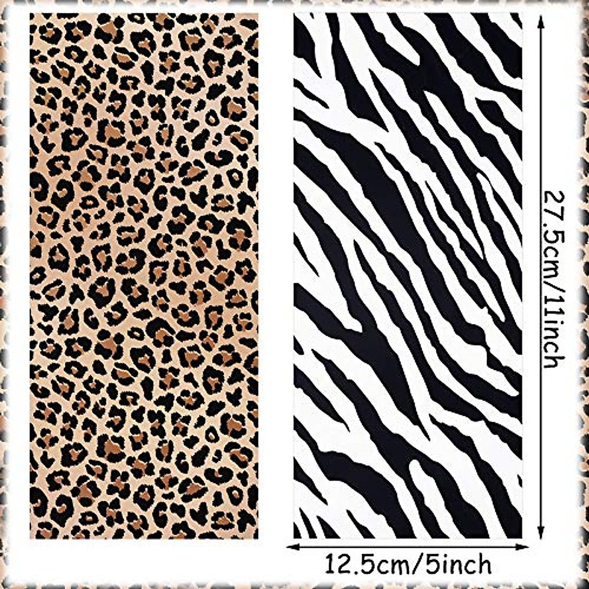 100 Pieces Leopard and Zebra Print Cellophane Bags Animal Print Party Supplies Bags Sealable Treat Bags with a Roll of White Ribbon for Chocolate Candy Snacks Cookies Zoo or Jungle Party