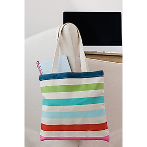 Kate Spade New York Canvas Tote Bag with Interior Pocket, Candy Stripe