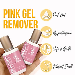 Forabeli Pink Gel Lash Remover for Eyelash Extensions, 15ml, Safe and Gentle Formula, Easy to Apply, Versatile and Efficient