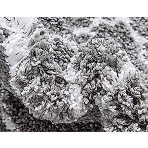 Unique Loom Rabat Shag Collection Area Rug - Marble (5' 1" x 8' Rectangle, Gray/ Ivory)