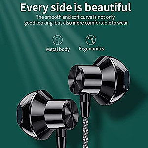 Opla3ofx Type-C Wired Earbuds in Ear Headphones with Built-in Mic & Volume Control, Earbuds Wired Stereo Universal Earphones in-Ear Headphones Bass Earbuds Pink