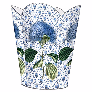 Marye-Kelley WB396-Blue Hydrangea on Provencial Print Wastepaper Basket