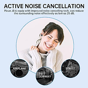 Active Noise Cancelling Wireless Earbuds Picun v5.0 Bluetooth Headphones Touch Control Premium Hifi Stereo in-Ear Wireless Headphones with HD Mic, IPX5 Waterproof, Mono/Twin Mode for Sport Workout Gym