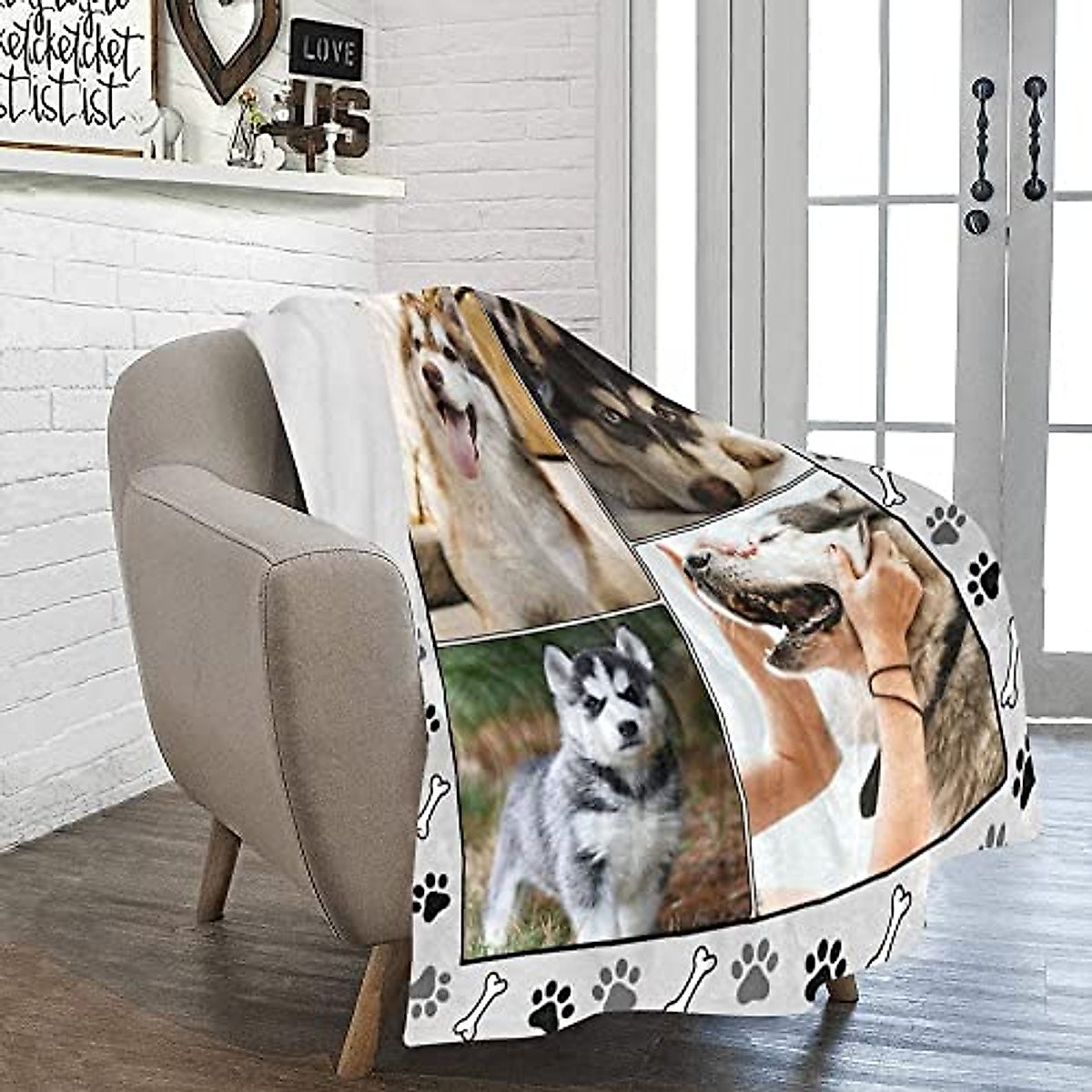 SHIYEL Custom Blanket with Photos for Dog Mom Ever, Personalized Picture Throw Blankets for Mother Friends, Customizable Blanket for Family Pets Gifts for Women Souvenirs, 4 Photos Collage Made In USA