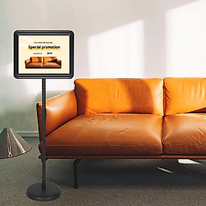 HUAZI Adjustable Sign Holder Standing Floor Sign Stand for 8.5x11 inches,Both Vertical & Horizontal View Displayed,Snap-Open Frame with Safety Corner for School Church Business Show,Black