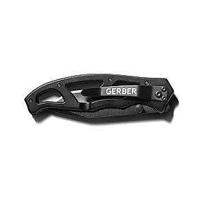 Gerber Gear Paraframe Tanto Pocket Knife - 3" Serrated Edge Blade Folding Knife - EDC Gear and Equipment - Black