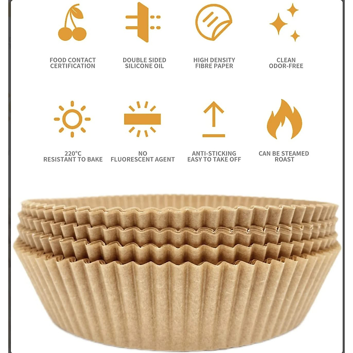 AIR FRYER LINERS 100Pcs - EASY CLEAN, NON-STICK AIR FRYER LINER- OIL PROOF, WATER PROOF AIR FRYER PAPER LINERS