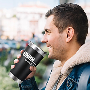 KOOLDRINK Shhh No One Cares Tumbler -Sarcastic Funny Saying Gifts for Women Men-Christmas Birthday Gifts for Dad,Best Friends,Coworkers-Stainless Steel Insulated Coffee Mug Black 20oz