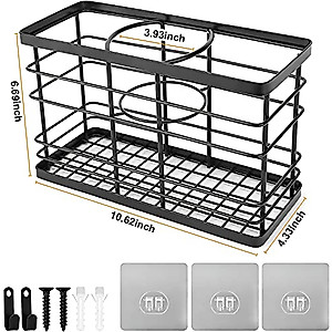 Hair Dryer Holder Hair Tool Organizer Wall Mounted/Cabinet Door,Anti-Rust Coating Hair Styling Tools,Bathroom Storage Organizer for Blower Dryer,Flat Irons,Curling