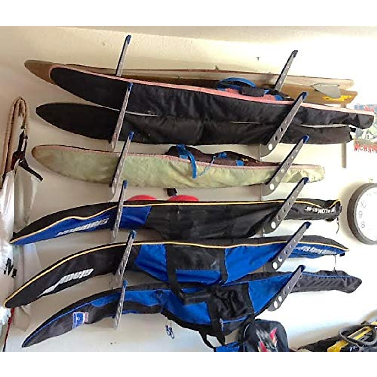 StoreYourBoard Adjustable Water Ski Wall Storage Rack, Holds 4 Sets of Skis, Garage Home Boathouse Organizer
