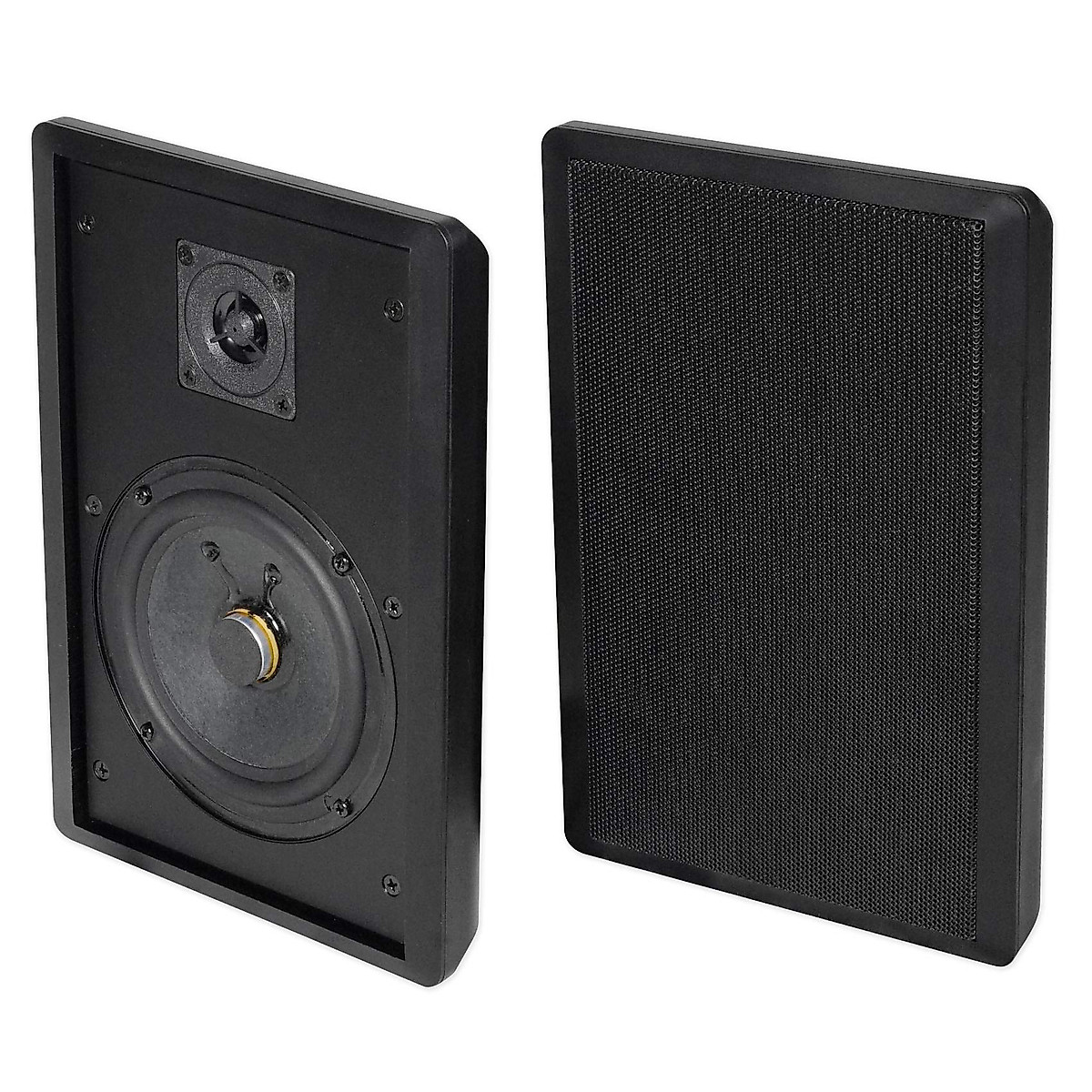 Rockville Pair Rock Slim 70B Black 5.25" 70V Commercial Restaurant Wall Speakers