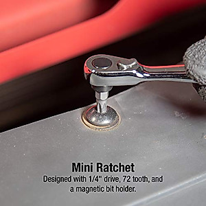 Sunex 9726 Mini Ratchet and Bit Set, 1/8-Inch - 1/4-Inch S2 Bits, 5/64-Inch - 1/4-Inch hex bits, 38-Piece Silver