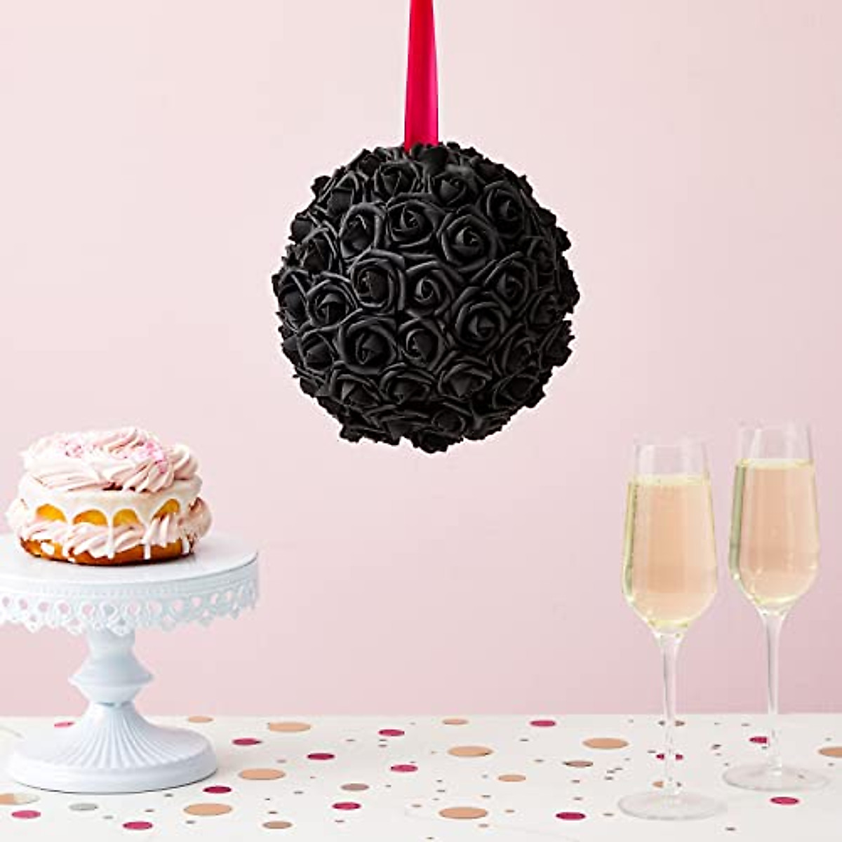 200 Pack Black Roses Artificial Flowers for Decoration, Stemless Fake Foam Rose Heads for Bridal Shower, Wedding (2 Inches)