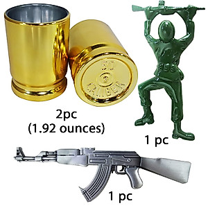 50 Cal Shot Glass,Army Men Bottle Opener,Army Gift for Men in Military,Green Army Bottle Opener,Sergeant Gifts Army,Army Themed Gifts,Shot Accessories Drinking,Cool Shot Glasses for Men