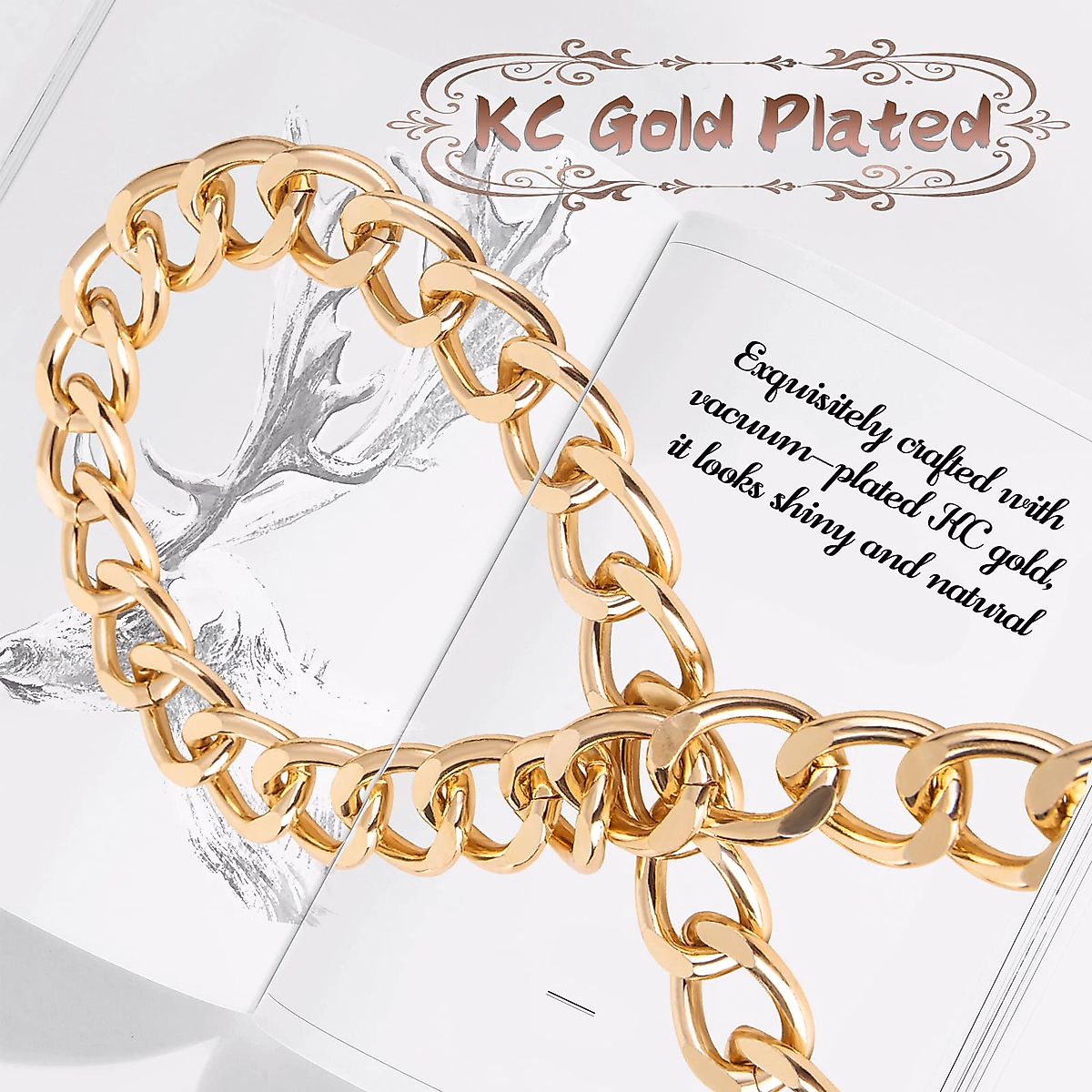 Hoedia Gold Chain for Men/Women, Gold Plated Chunky Necklace-20MM Width Big Rope Feel Real, Solid Fake Gold Chain Necklace for Party, Hip Hop Rapper Style, 80s 90s Custome, 32 Inches